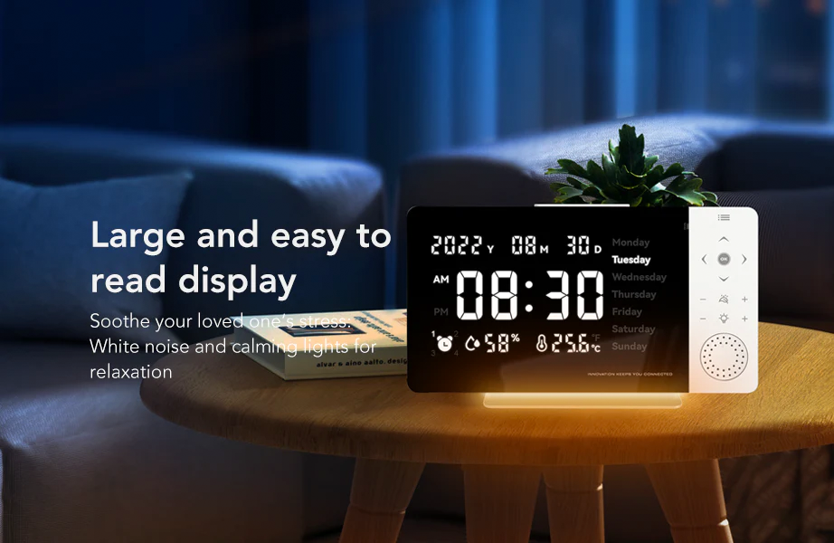 SMARTCUCKOO Smart Alarm Clock - 8-inch Large Display Bluetooth Talking ...