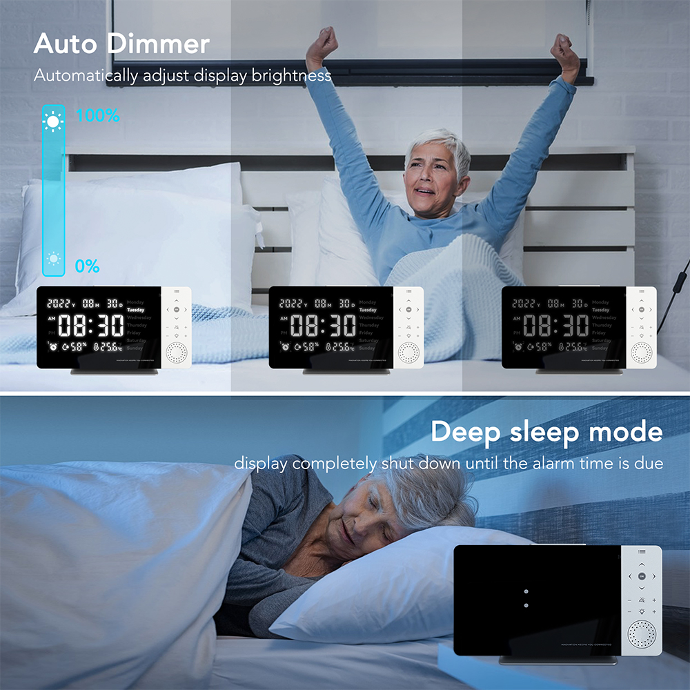 SMARTCUCKOO Smart Alarm Clock - 8-inch Large Display Bluetooth Talking Smart Clock Night Light ...