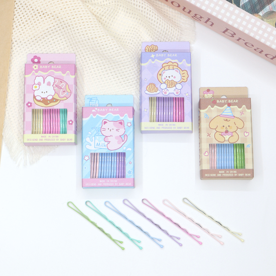 21-Piece Colorful Bobby Pin Set – Cute Cartoon PVC Box (5.5cm) | Hair ...