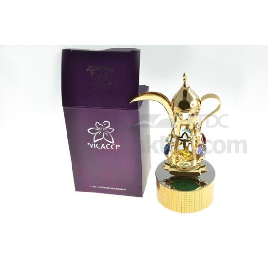 24K Gold Plated Teapot Music Box Made with Swarovski Crystal | Home ...