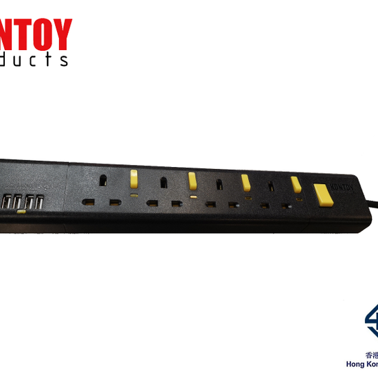 4 Switch + 4 USB (4.8A) + Master Switch (6 Feet) (Black) Lightning Protection Power Strip ...