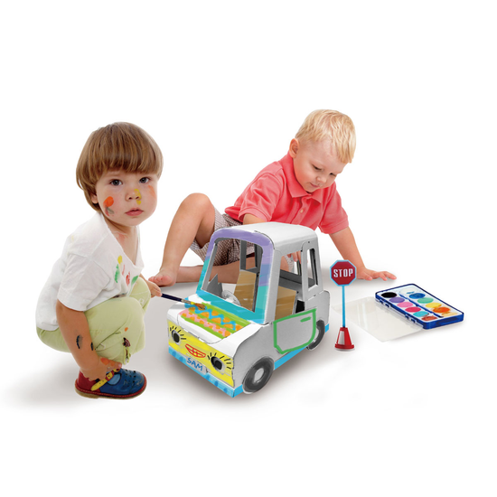 DIY Coloring Cardboard Model Playhouse - My Own Plain White Mini Car ...