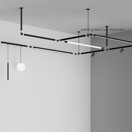 Dimmable Linkable Aluminum LED Tube Lights Suspended Black and White ...
