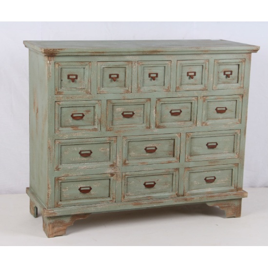 Distressed Blue Firwood Cabinet With 15 Drawers | 家居用品，灯饰及建筑