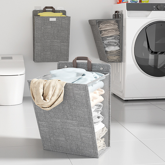 Foldable Fabric Wall Mounted Laundry Basket Space Saving Clothes ...