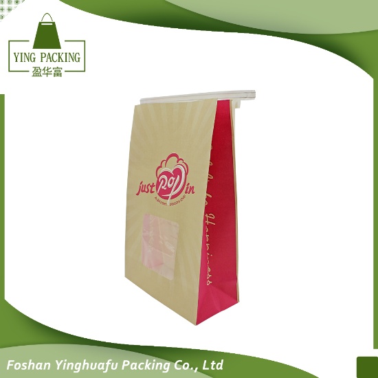 Food Grade Paper Packing Bag Popcorn Paper Bag with Tin Tie and Window ...