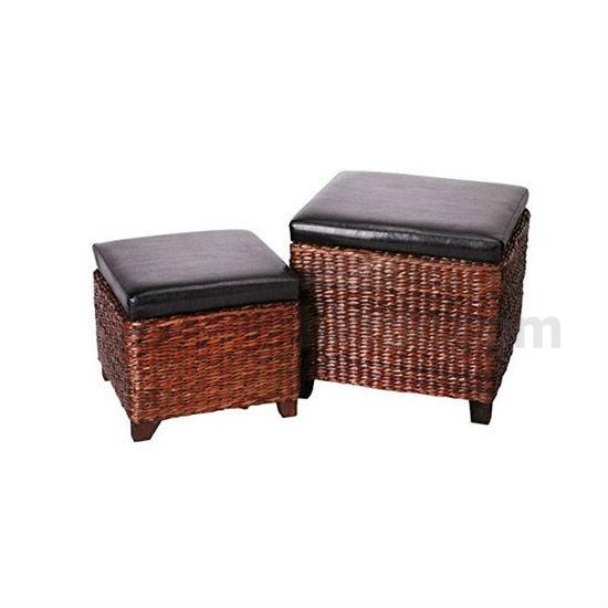 Foot Stools Storage Ottoman Bench 2-Piece Leather Cube Storage Stool ...