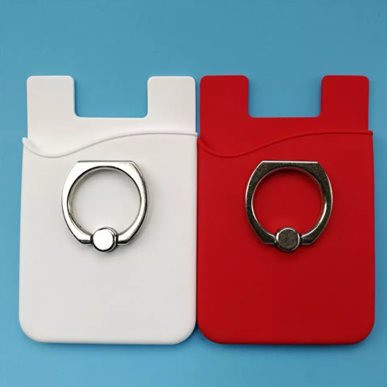 H12 _ silicone mobile phone card holder pocket with metal finger holder ...