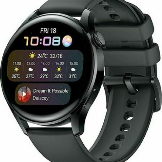 HUAWEI WATCH 3 Active Edition Black Fluoroelastomer Strap Smart Watch ...
