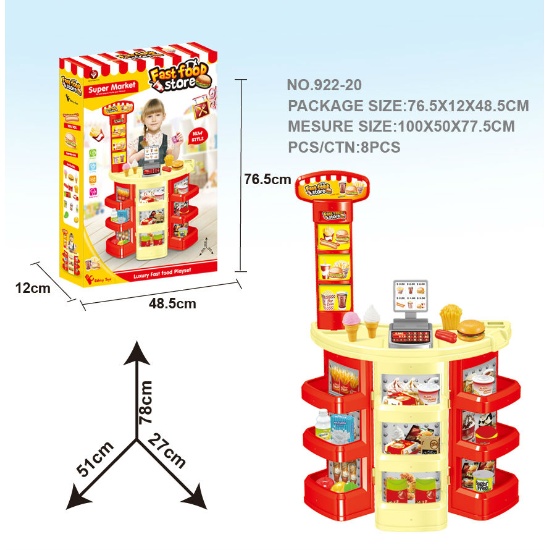 Kids Play Fast Food Store Set with Scanner | Gifts, Toys & Sports Supplies