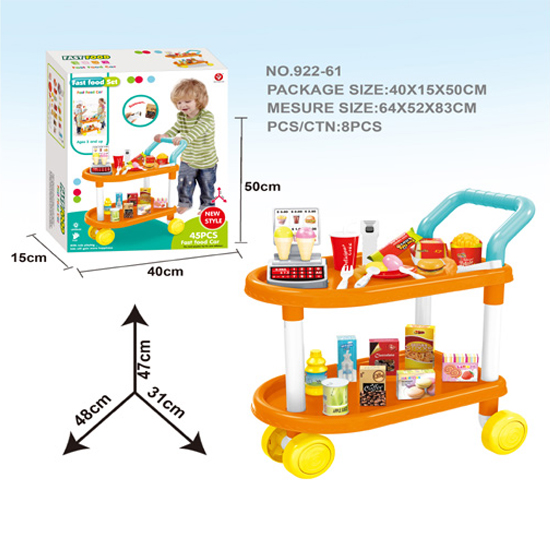 Kids Pretend play fast food cart Kitchen set Dining table cart table ...