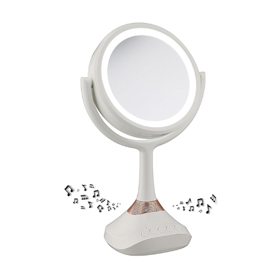 Media Smart Musical round bluetooth makeup mirror with LED Lighted ...
