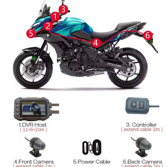 Motorcycle dash camera 3" 1080p hd helmet moto bicycle motorbike WiFi ...