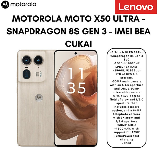 Motorola Moto X50 Ultra 12/256GB 5G 6.7"OLED 50MP Snapdragon8sGen3 4500mAh By FedEx | Mobile ...