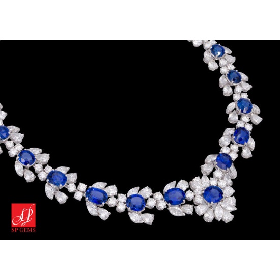 Myanmar Royal Blue Sapphire and Diamond Necklace | Jewellery & Watch
