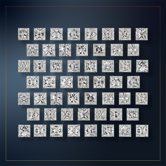 Non Certified Princess Cut Diamond Calibrated Layouts for Jewellery ...