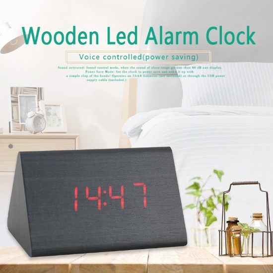 Promotional Digital Triangle LED Wooden Alarm Clock | 珠寶鐘錶