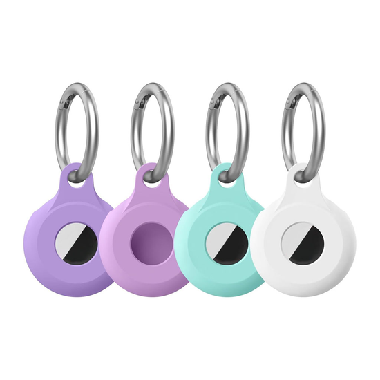 Round-shaped Silicone Protective Case Keychain for Airtag Tracker ...
