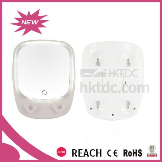 Square Shape Battery Operated Bathroom Shaving Mirror With 4pcs Suction ...