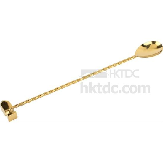 Stainless Steel Cocktail Spoon with Gold Plating | Home Products ...