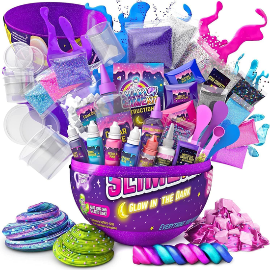 Surprise Galaxy Slime Kit for Girls, 39 Pieces to Make Glow in The Dark ...