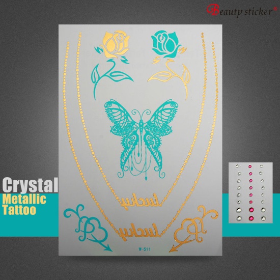 Temporary Metallic Gold Silver CMYK Crystal Tattoo Sticker | Gifts ...