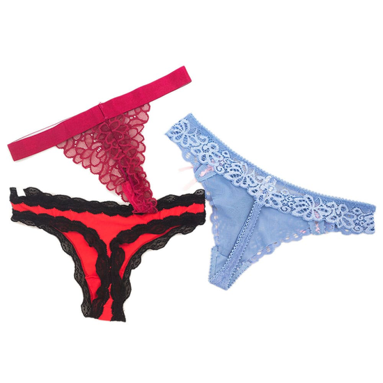 Women’s 3-Pack Low-Rise String T-Back Bikini Lace G-String Brief ...